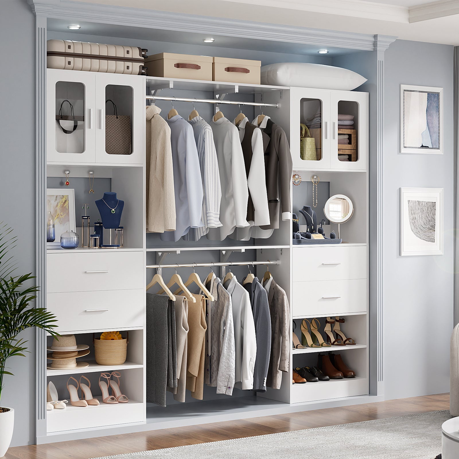 Homieasy 5FT Closet System with Drawers, 60'' Walk-in Closet Organizer ...