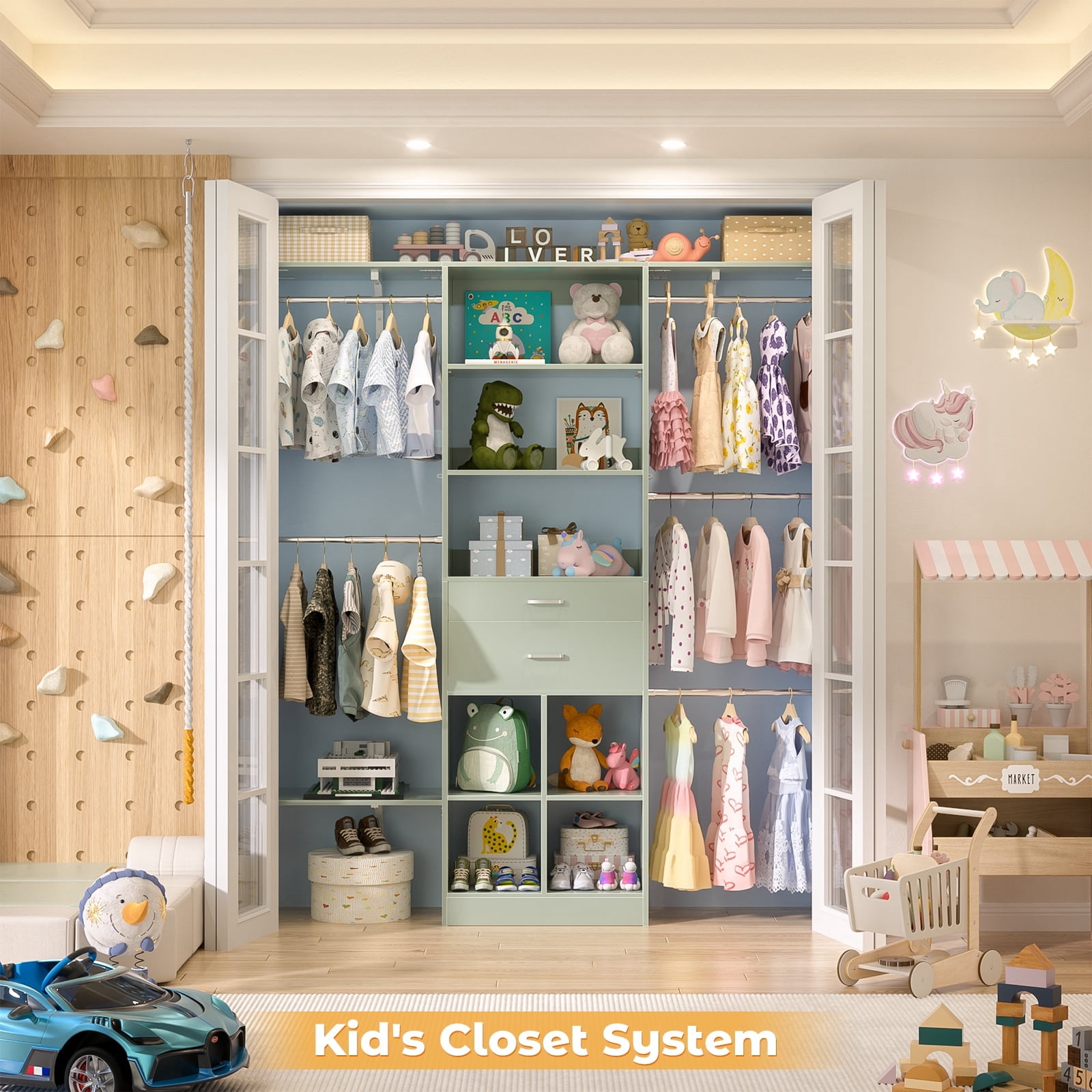 Homieasy 5FT Small Closet System, Baby Closet Organizer System with ...