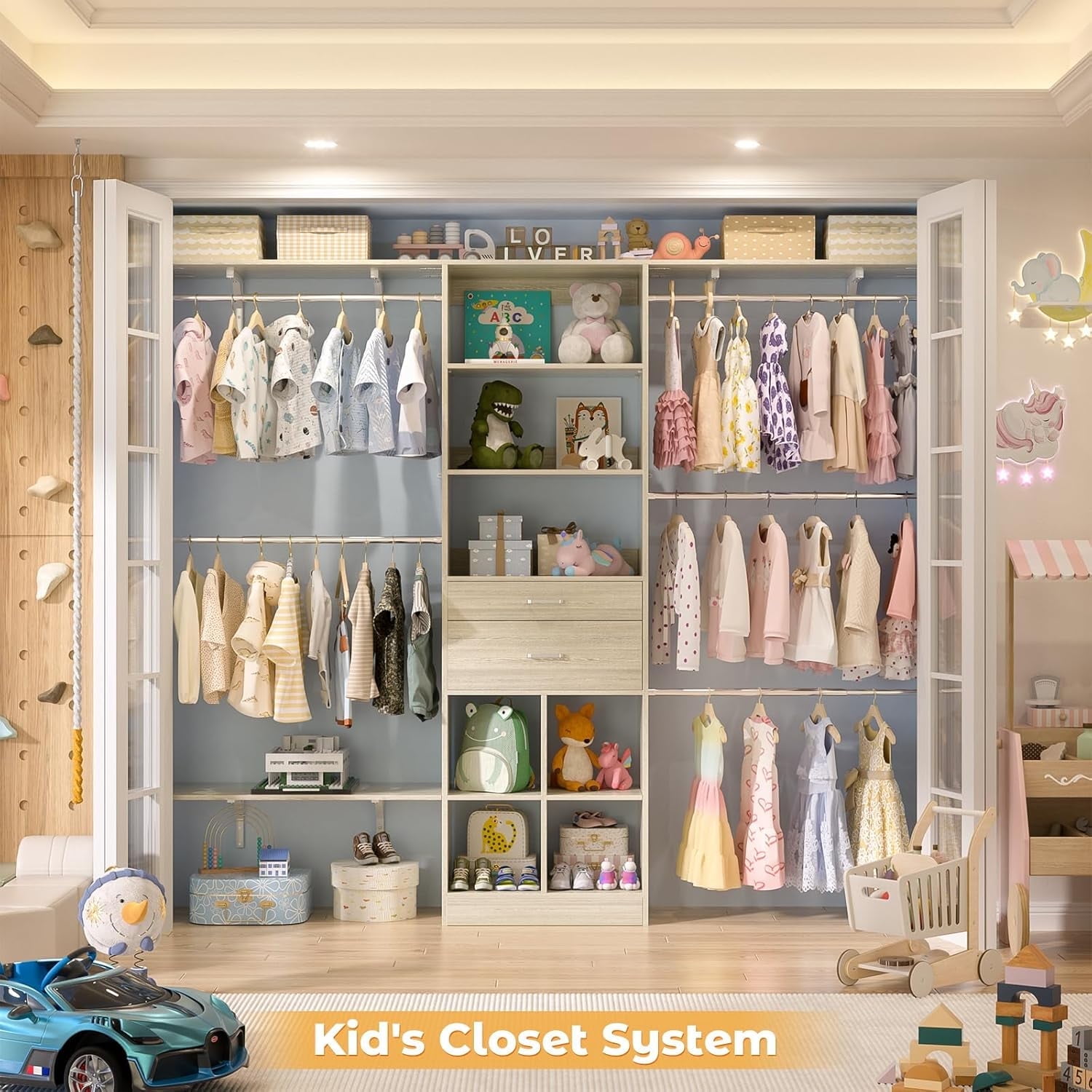 Homieasy 4FT Small Closet System with 3 Fabric Drawers, 48'' Closet ...