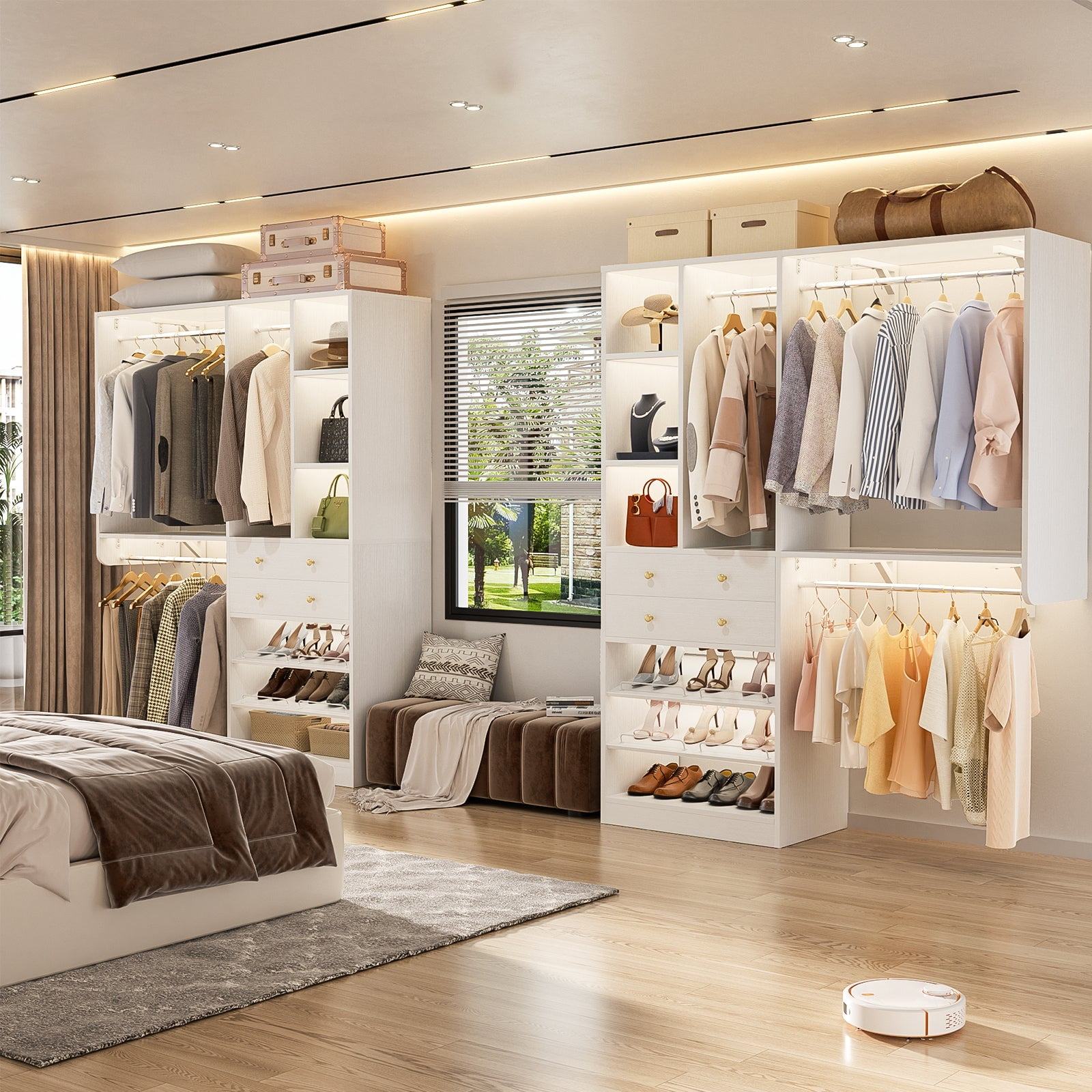 Homieasy 5FT Walk-in Closet System with Drawers, 60'' Closet System ...