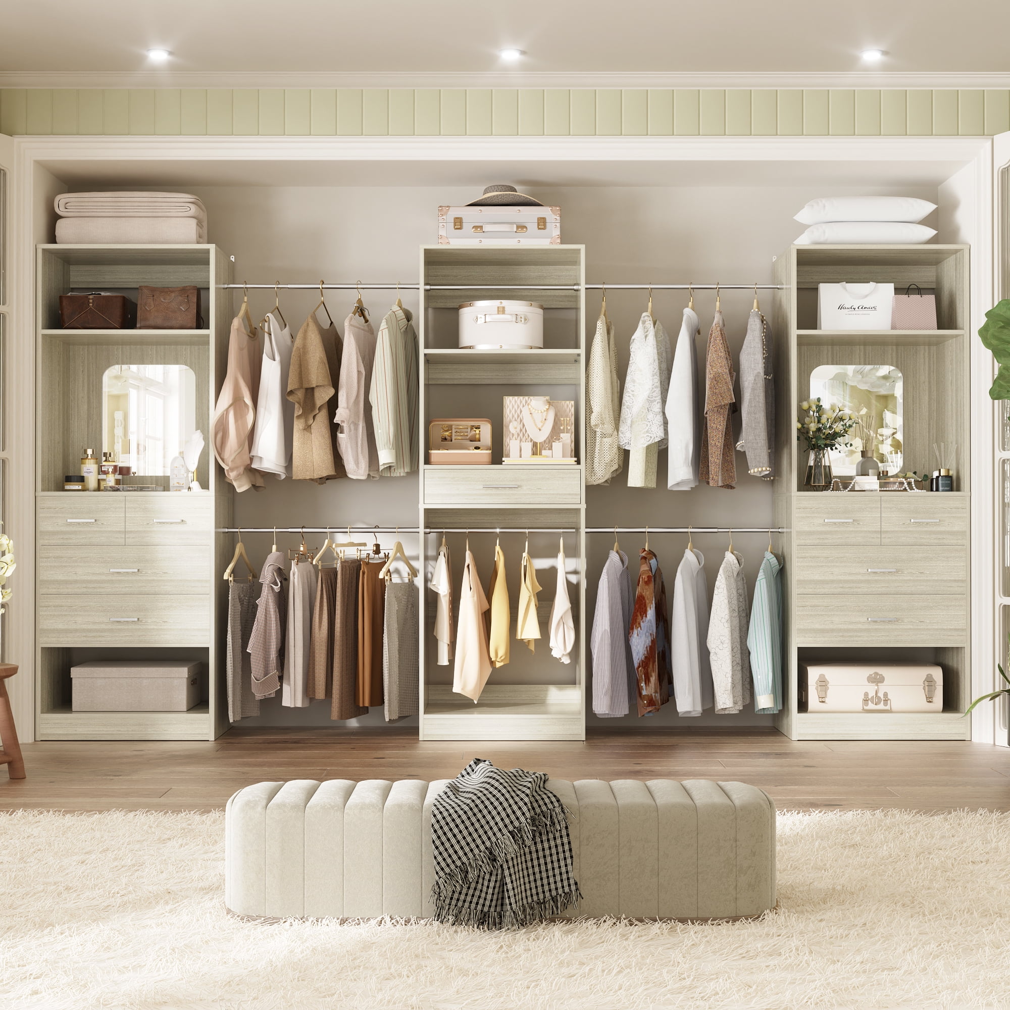 Homieasy 6 - 18.5 ft Closet System with 3 Sets, Closet Organizer with 2 ...