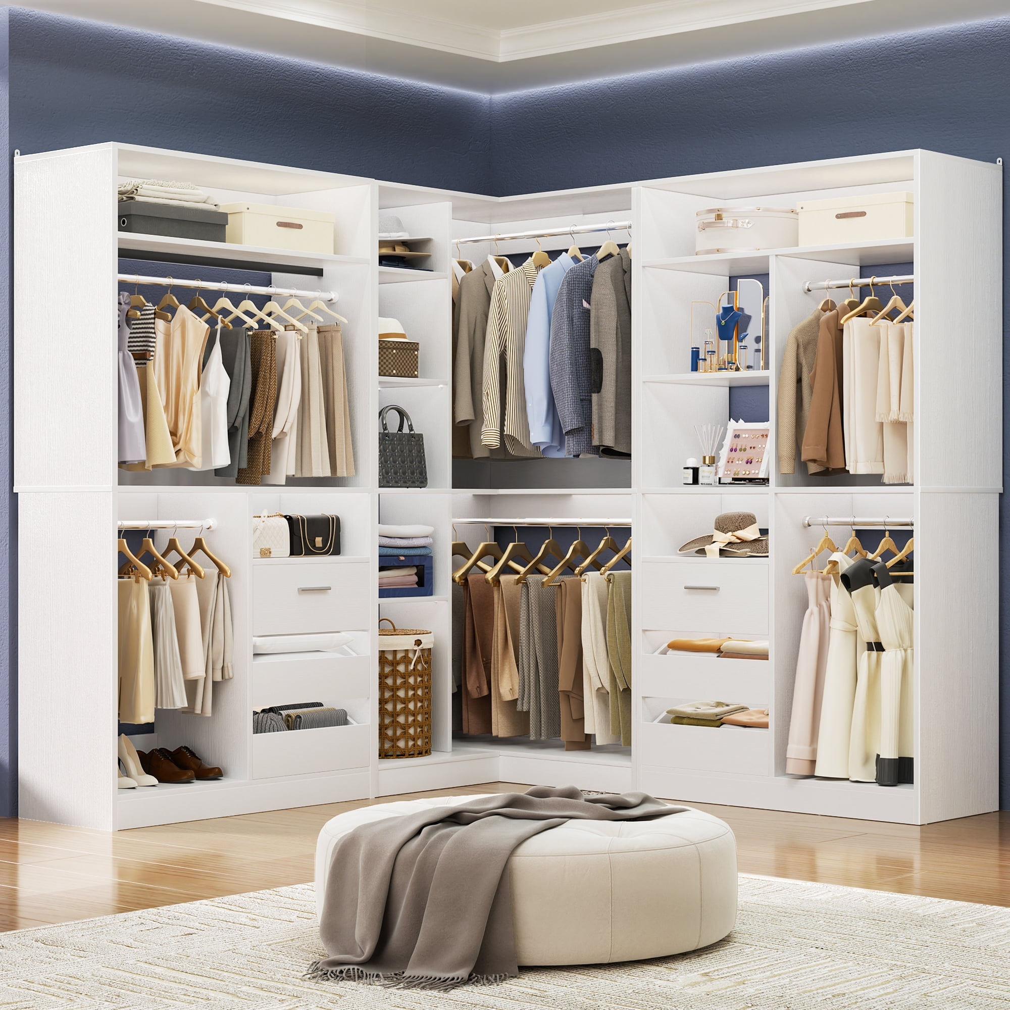 Homieasy 6-9 FT Closet System with Corner, Walk in Closet System with 6 ...