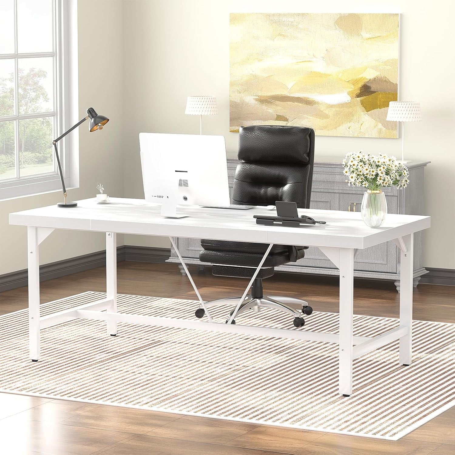 Homieasy 63 Inch Computer Desk, Sturdy Large Office Desk, Premium 2 ...
