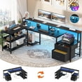 Homieasy L Shaped Desk with File Drawer, 72.8" Reversible L Shaped ...
