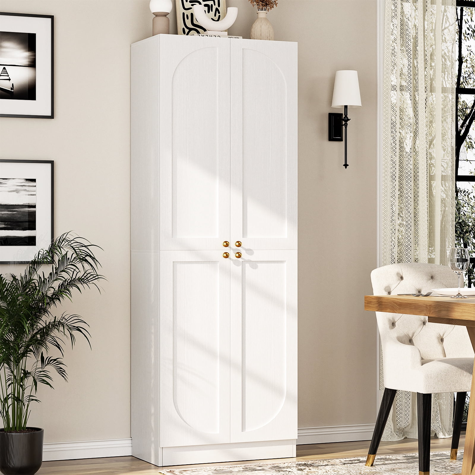 Homieasy, Kitchen Pantry Cabinet, 80", Extra Tall Arch White - Walmart.com