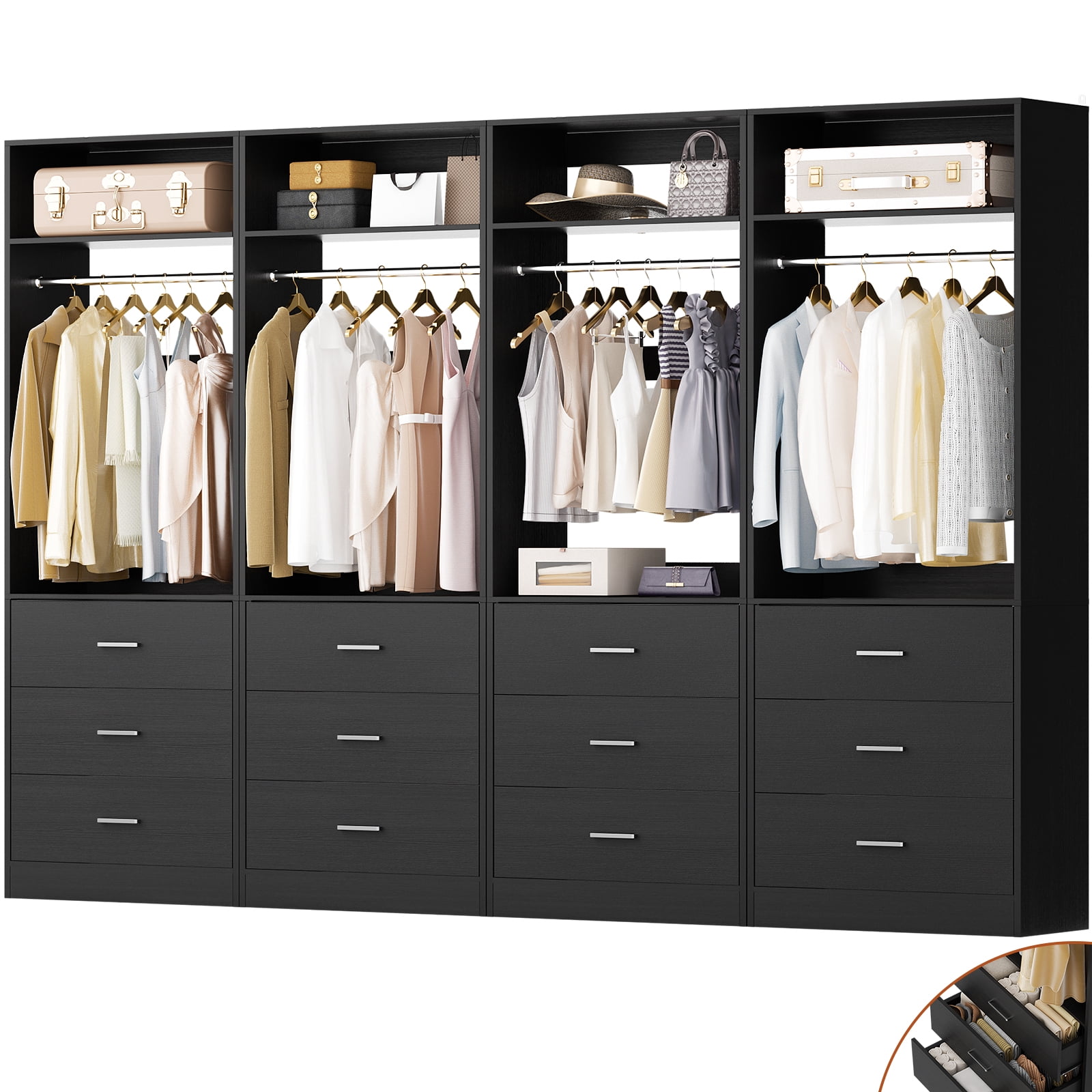 Homieasy 8FT (96 Inch) Closet Organizer System,Set of 4 - 12 Wood ...