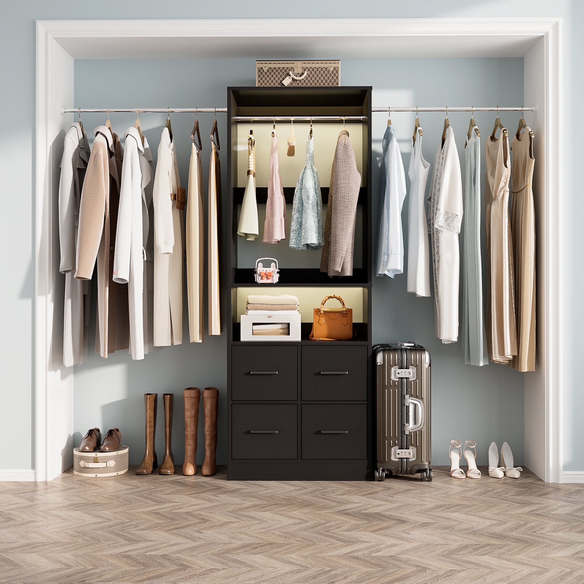 Homieasy 25 - 104 Inch Closet Organizer System, Walk in Clothes Rack ...