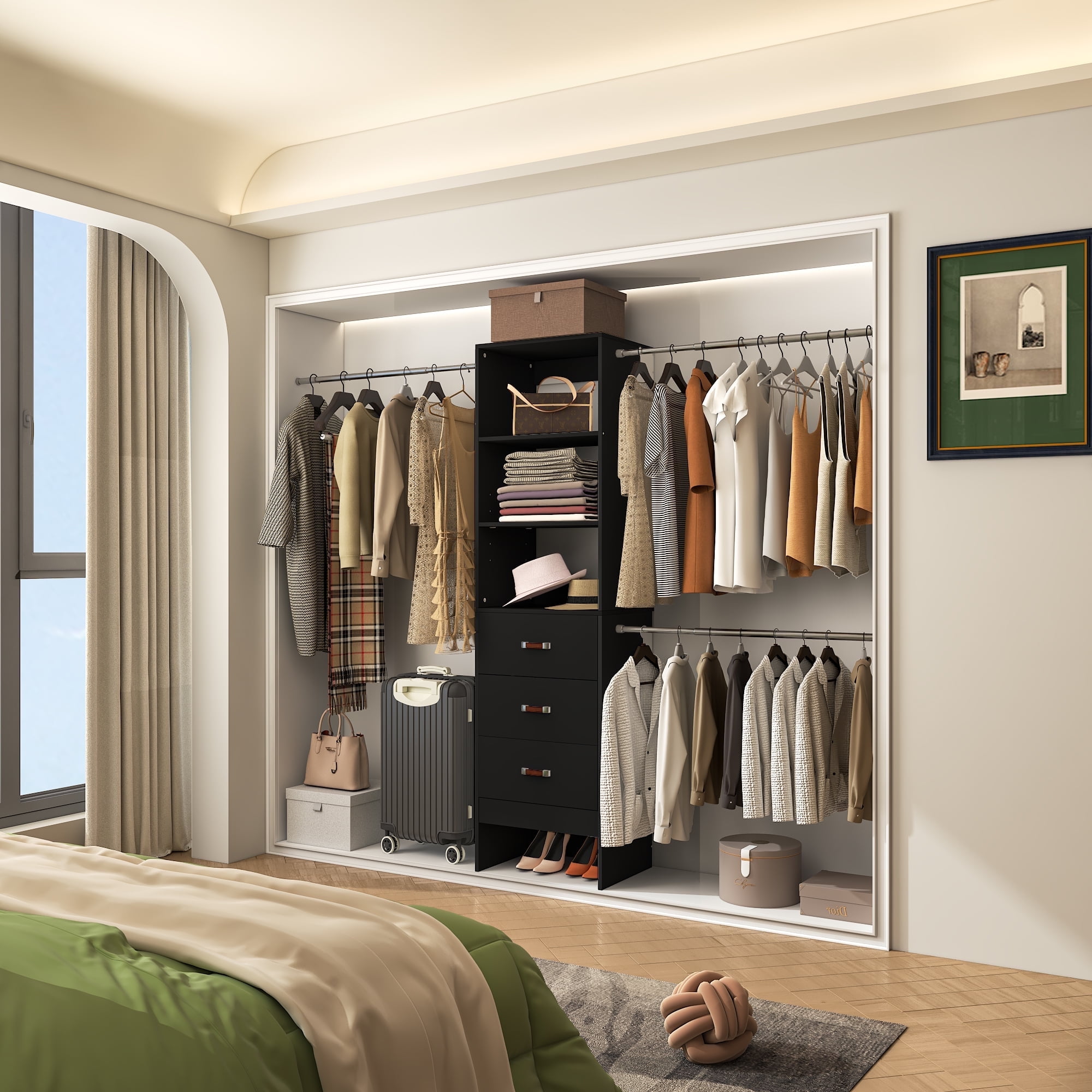 Homieasy Adjustable 5-8FT Wall-Mounted Closet Organizer System with 3 ...
