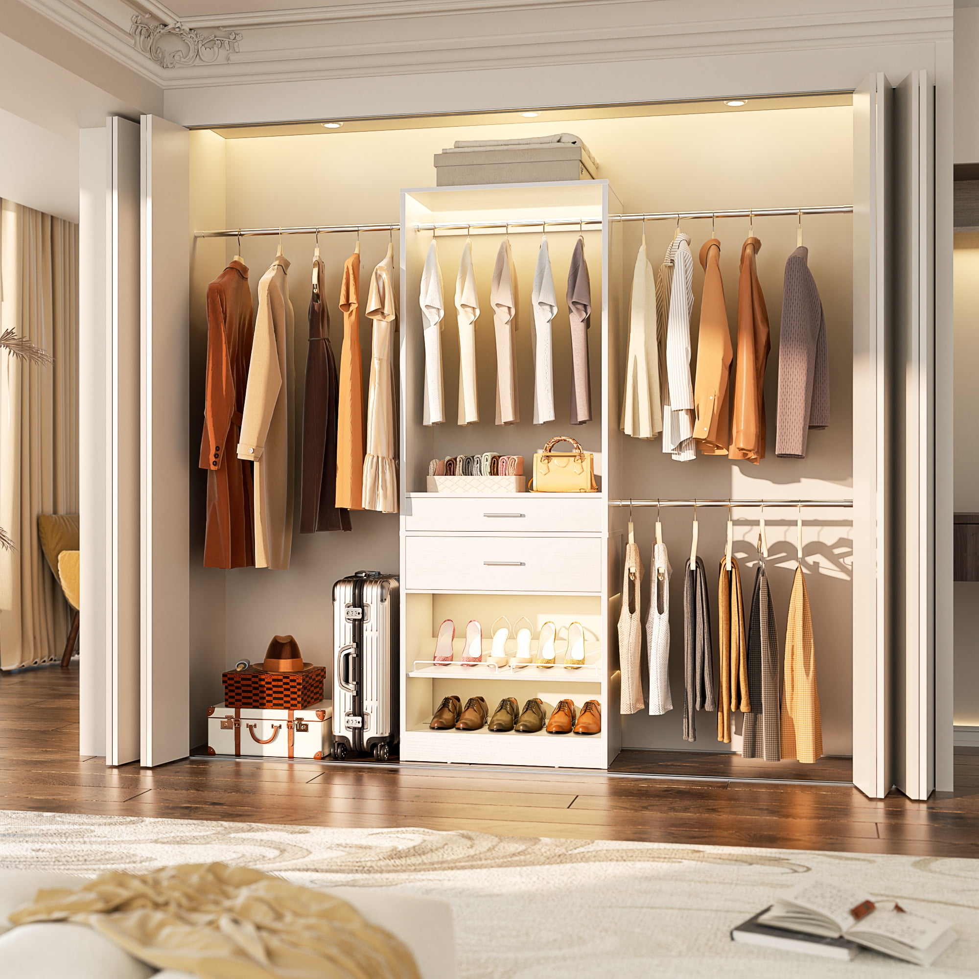 Homieasy 96" Closet System, Walk-in Closet Organizer System with 2 ...