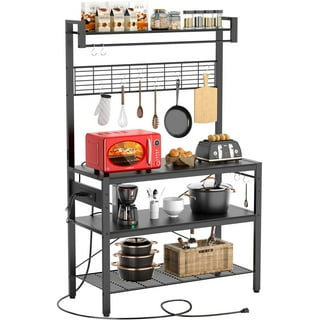 Costway 4-Tier Kitchen Baker's Rack Microwave Stand w/Basket & 5 Hooks ...