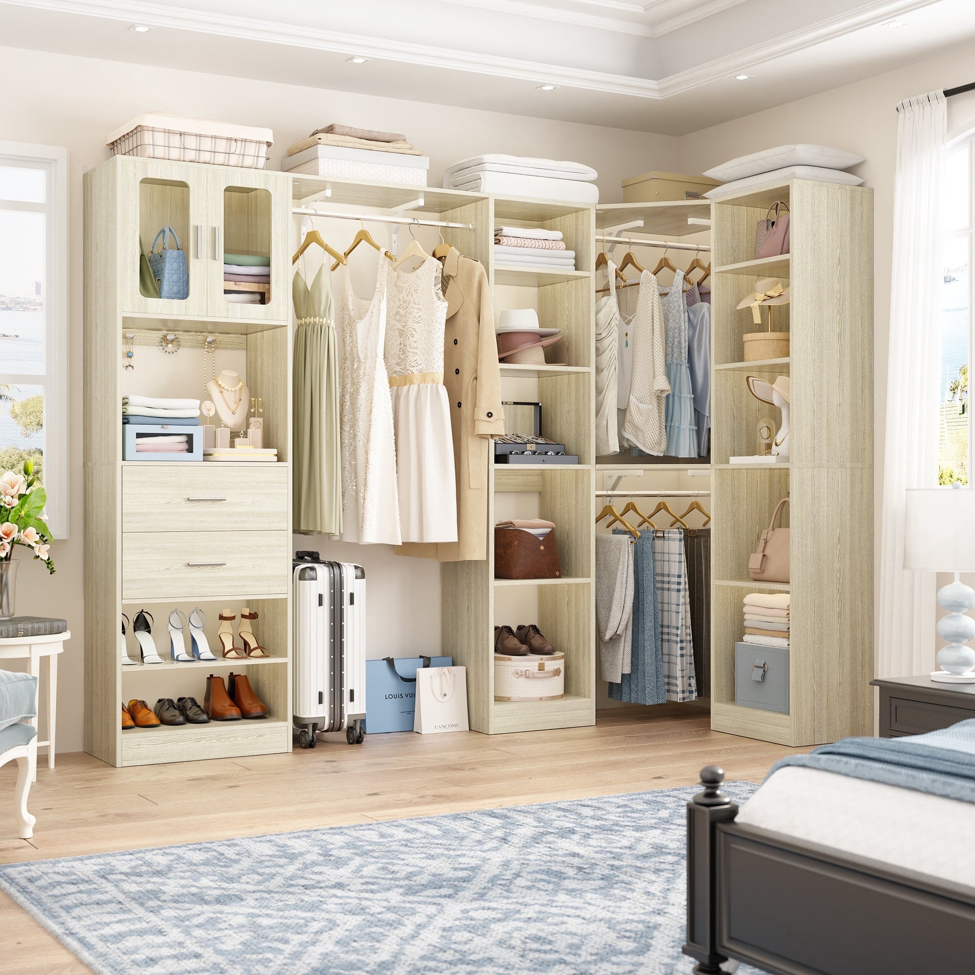 Homieasy Closet System, 100" x 39.2" Heavy Duty L-Shaped Closet ...