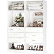 Better Home Products Stylish Pine Wood Closet with Rattan Doors and Two ...