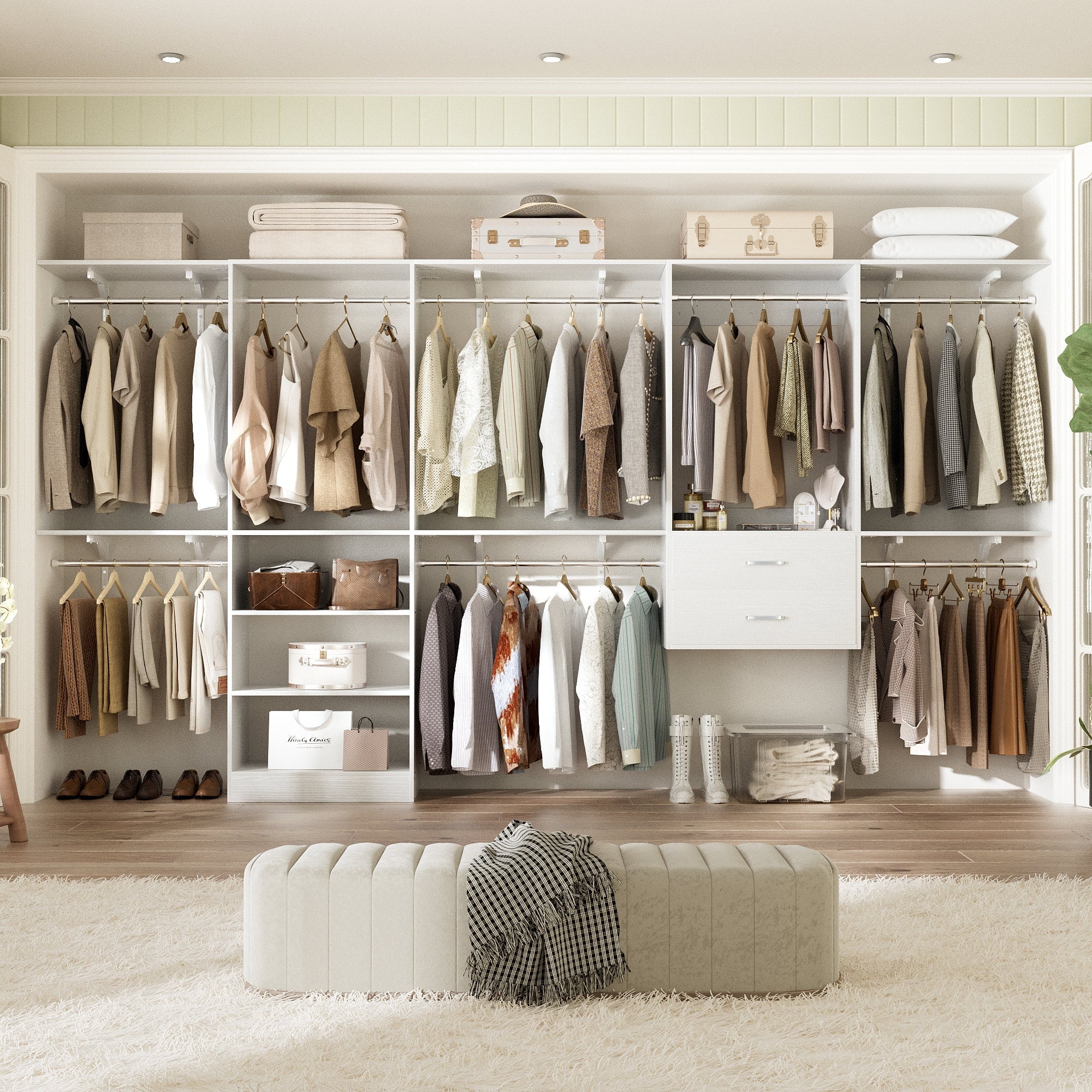 Homieasy Closet System with 2 Sets, 154'' Heavy Duty Closet Organizer ...