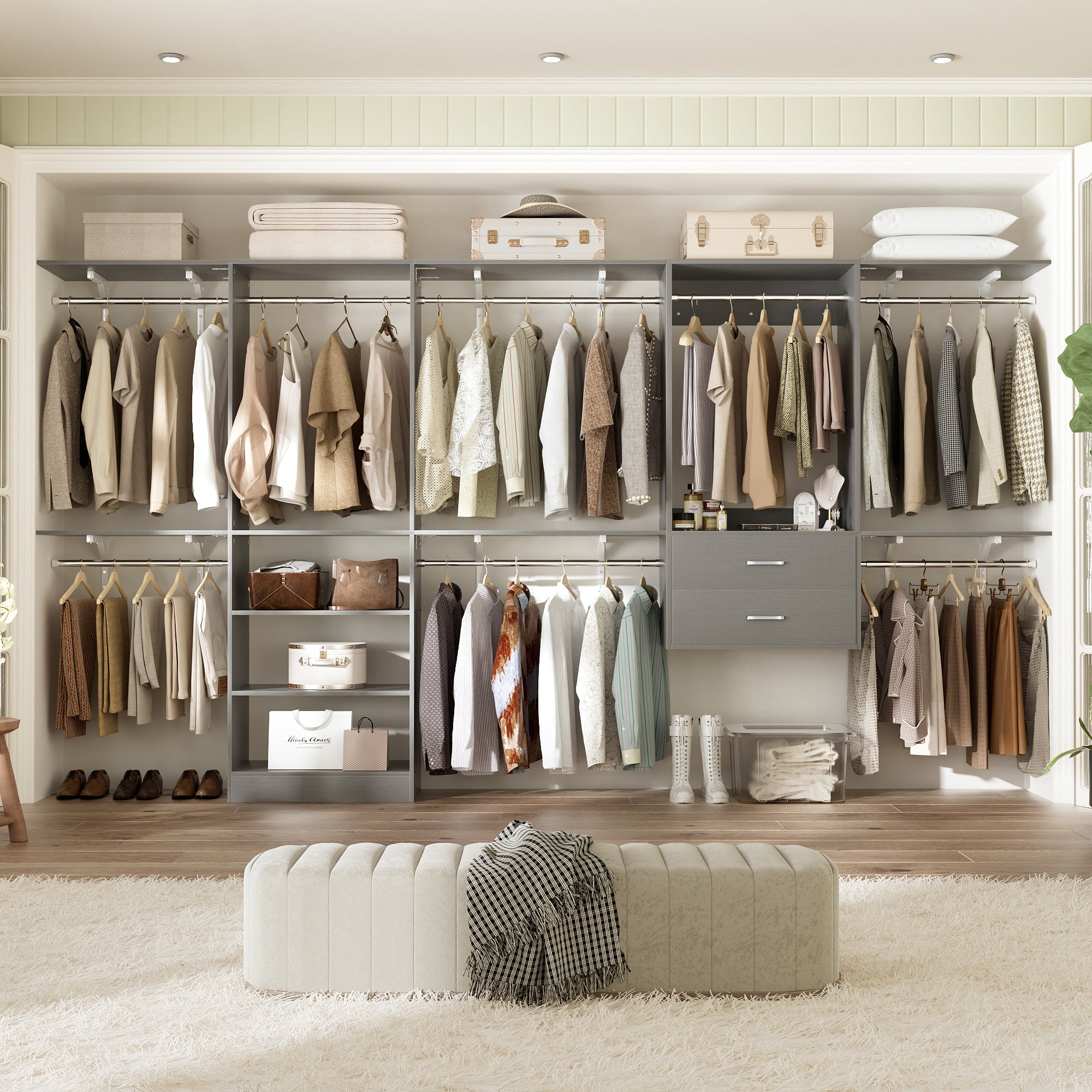 Homieasy Closet System with 2 Sets, 154'' Heavy Duty Closet Organizer ...