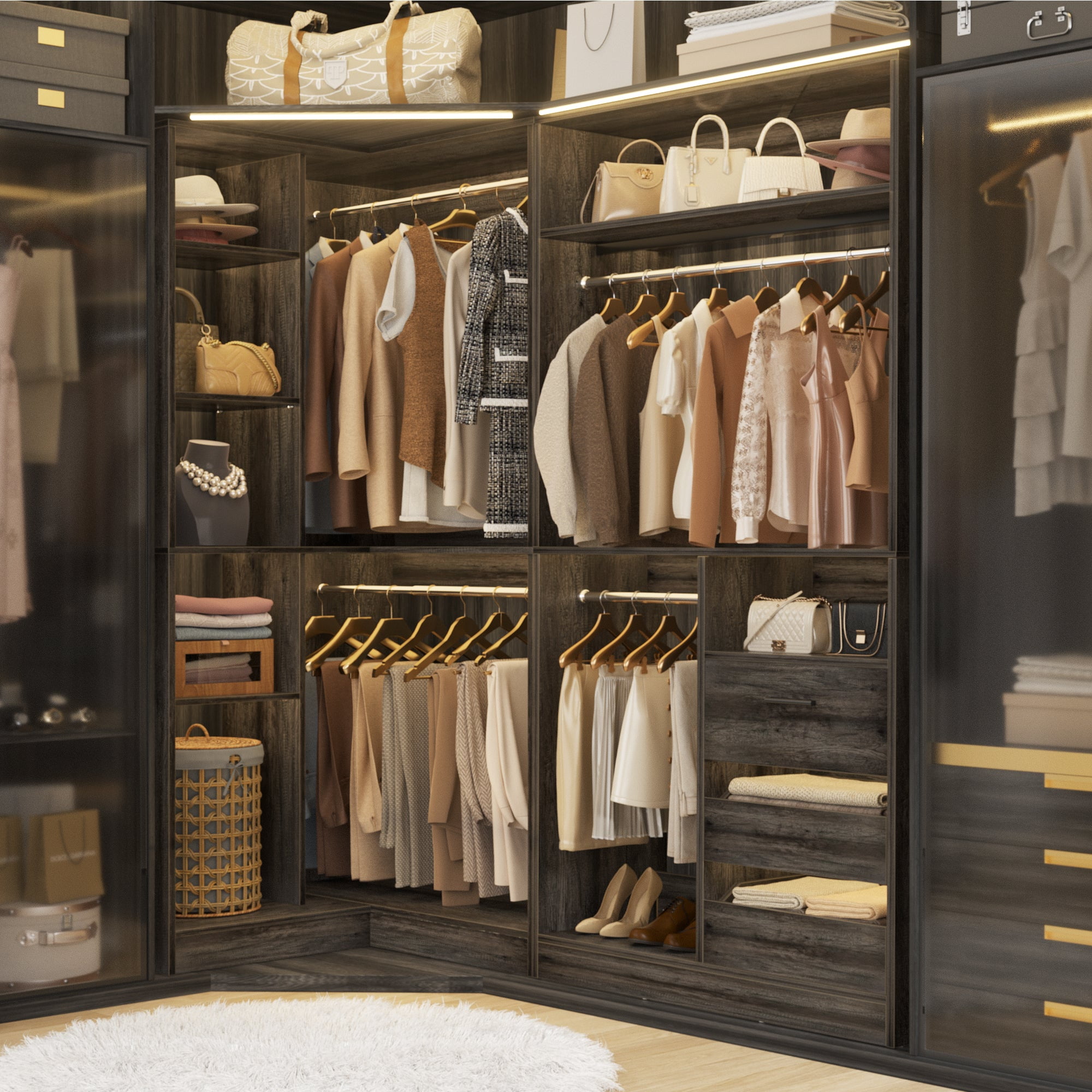 Homieasy Closet System with 2 Sets, 72'' Freestanding Closet Organizer ...