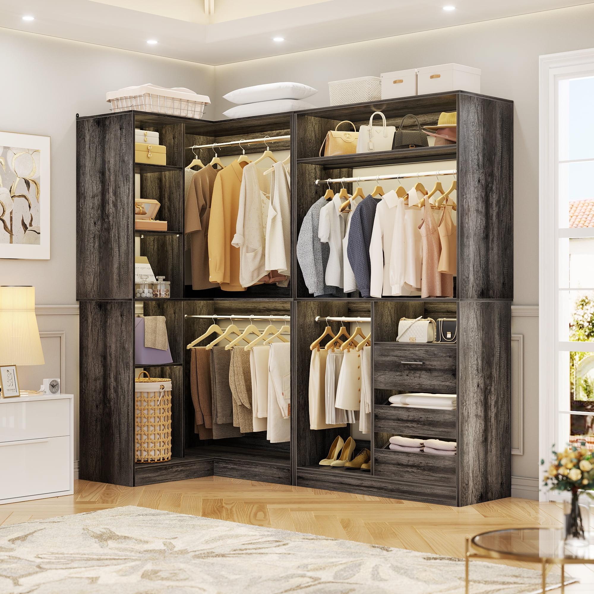 Homieasy Closet System with 2 Sets, 72'' Freestanding Closet Organizer ...