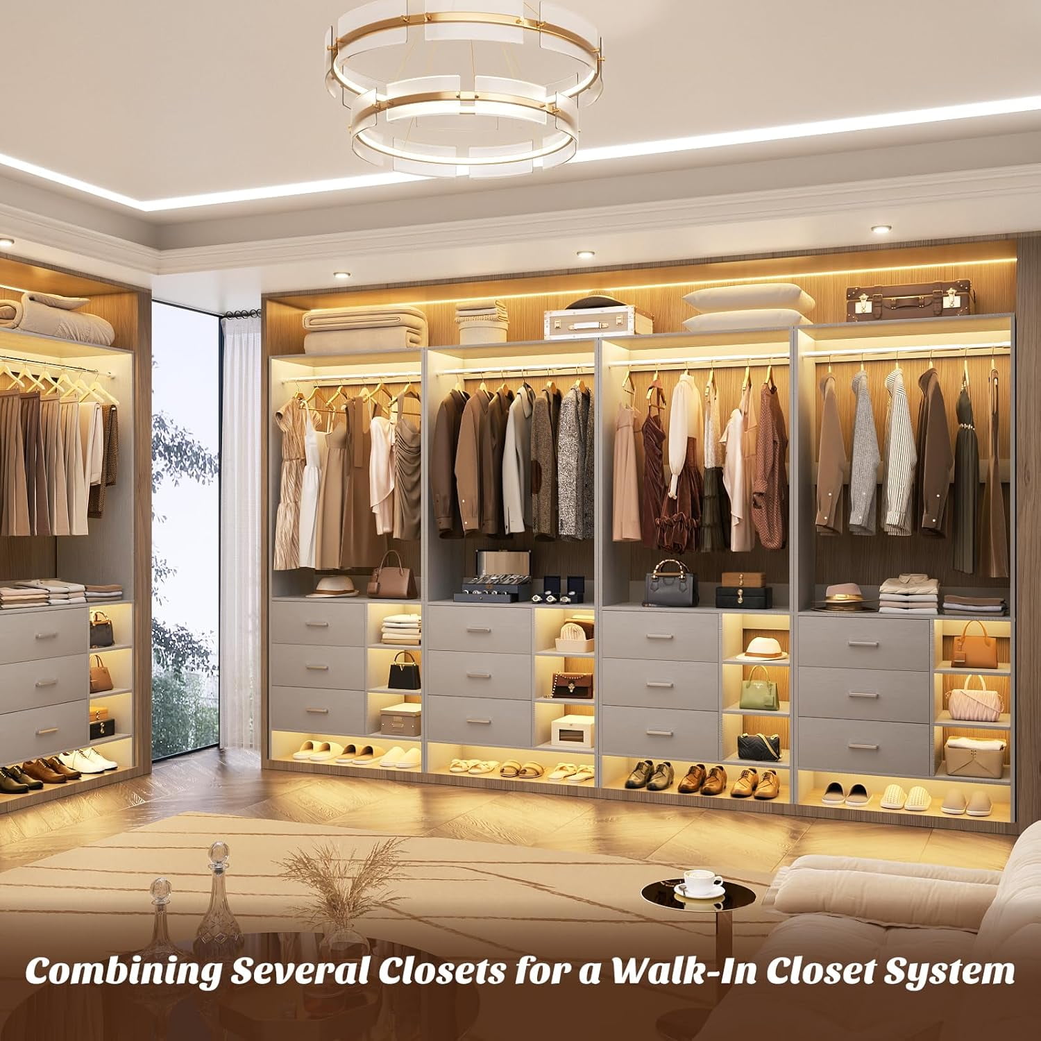 Homieasy Closet System with 3 Drawers and Shelves, 29.6’’ Closet ...