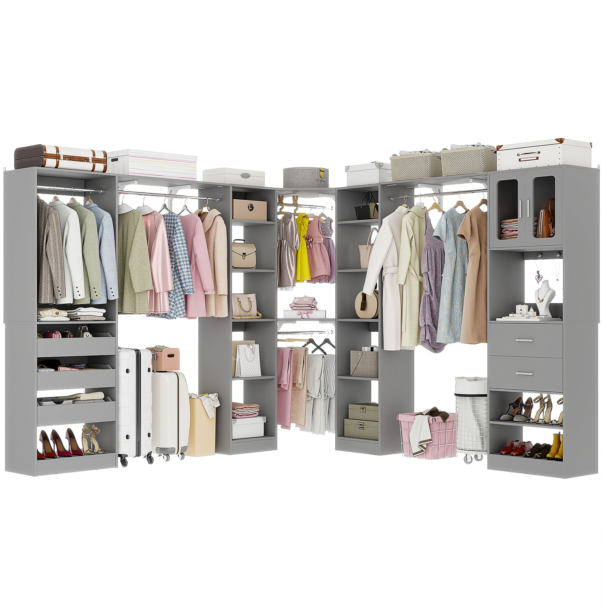 Homieasy Closet System with 3 Sets, 100'' Walk-in Closet System with ...