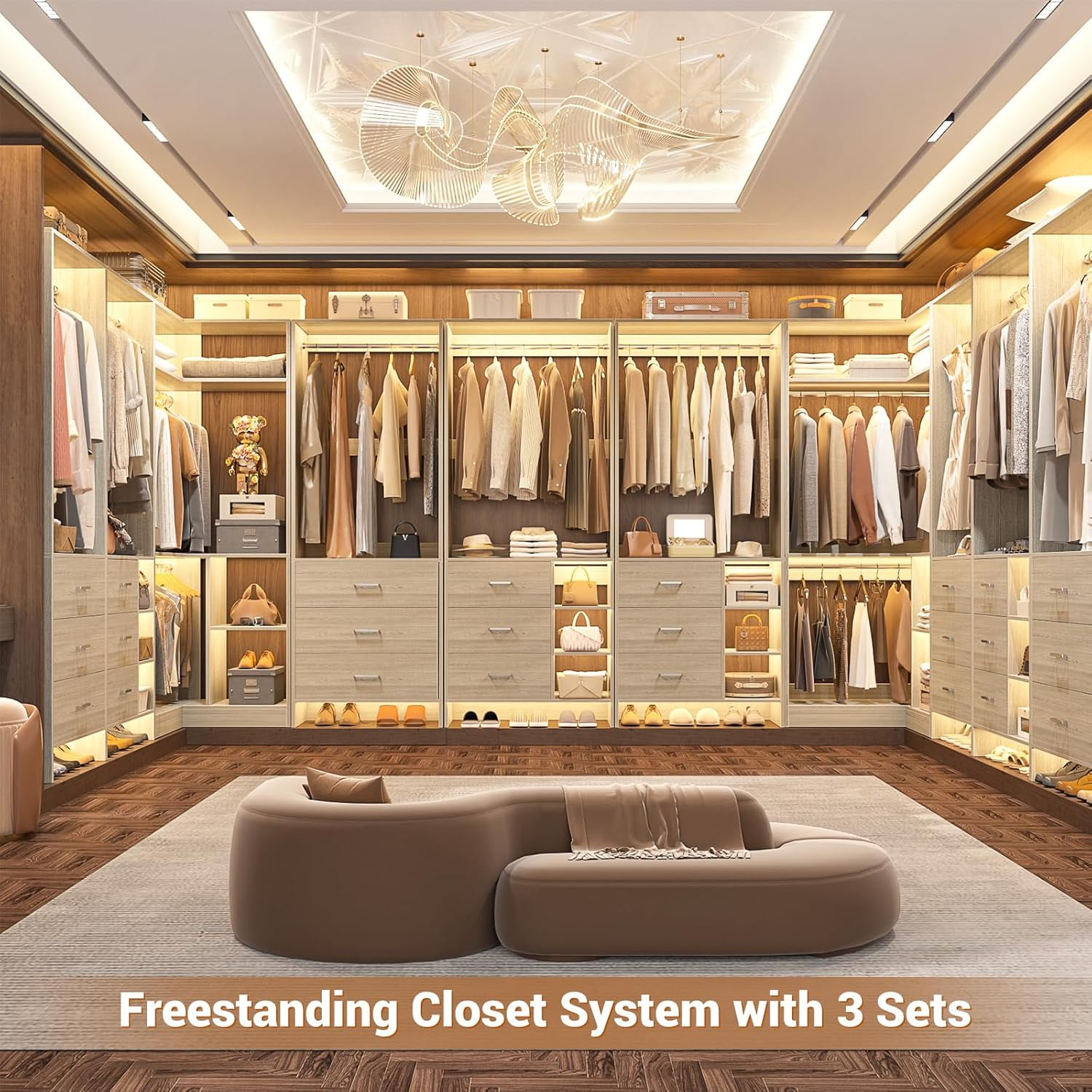 Homieasy Closet System with 3 Sets, 86.8" Closet Organizer System with ...