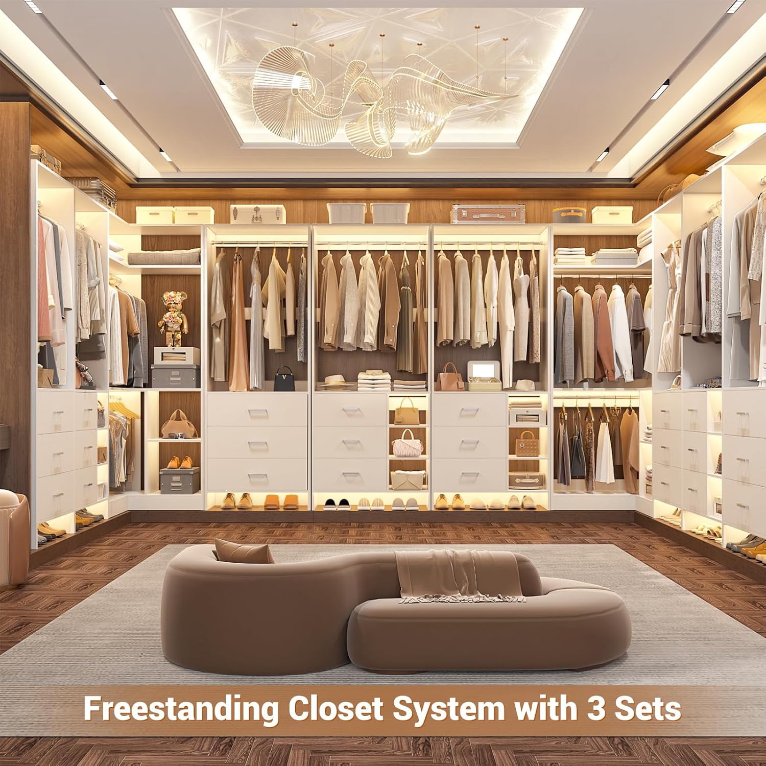 Homieasy Closet System with 3 Sets, 86.8" Closet Organizer System with ...