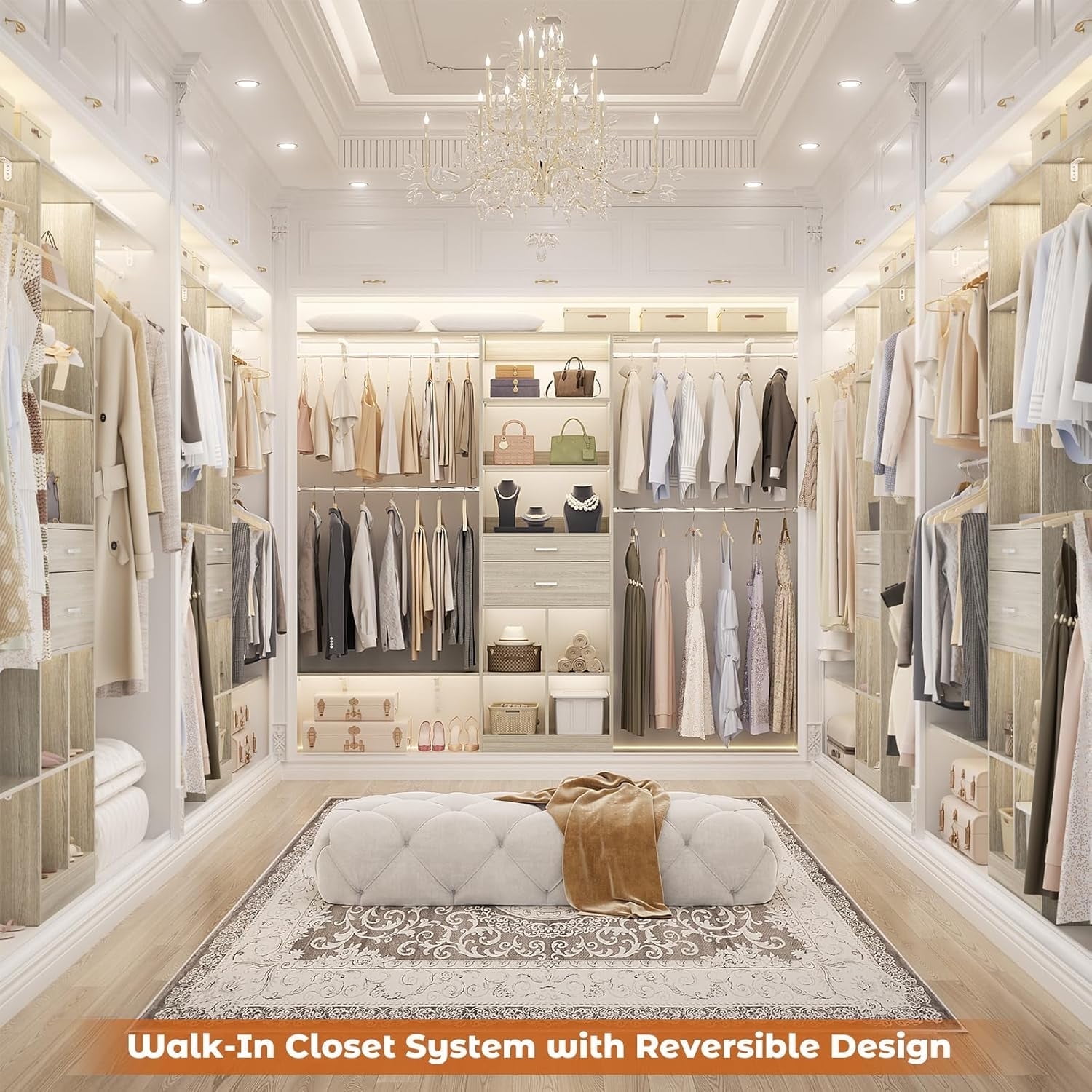 Homieasy Closet System - 4.75-8FT Closet Organizer System with Wooden ...