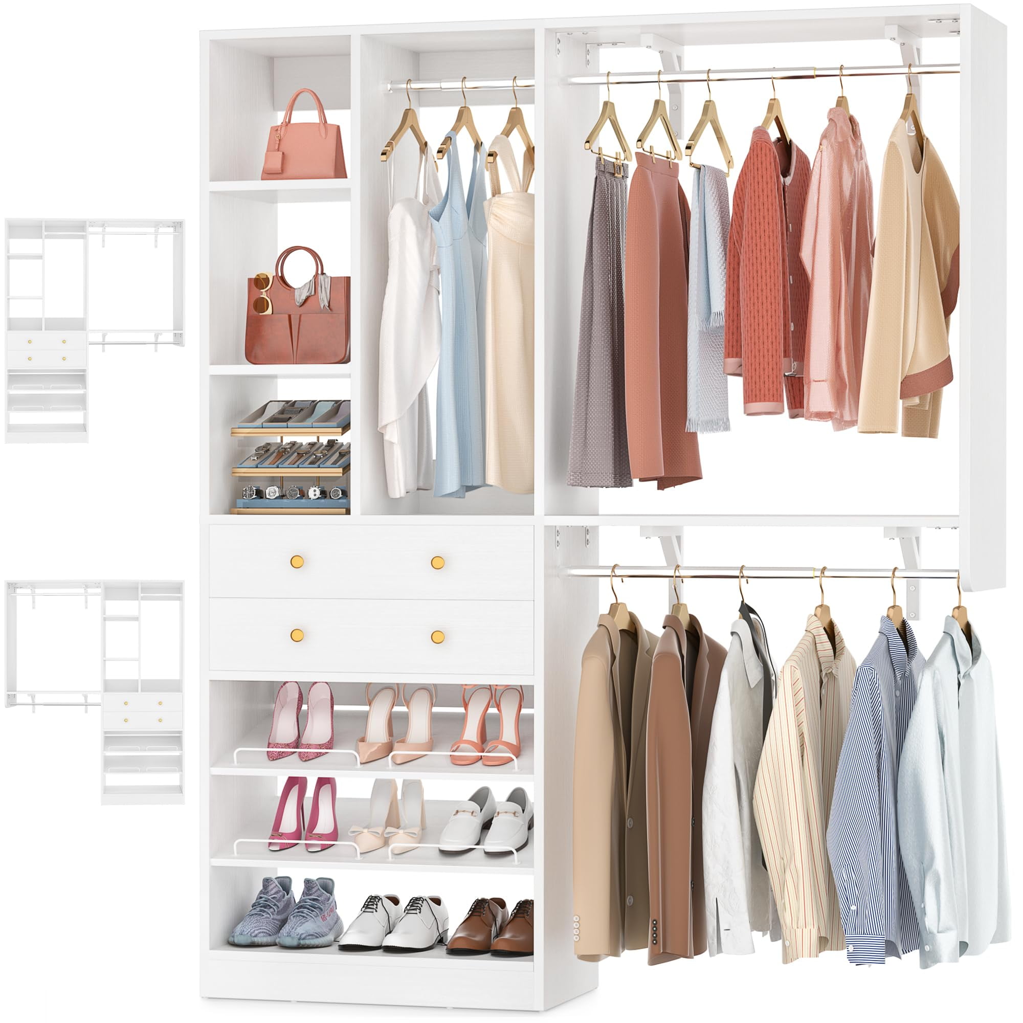 Homieasy Closet System - 5FT Closet System with Drawers, 60" Closet ...