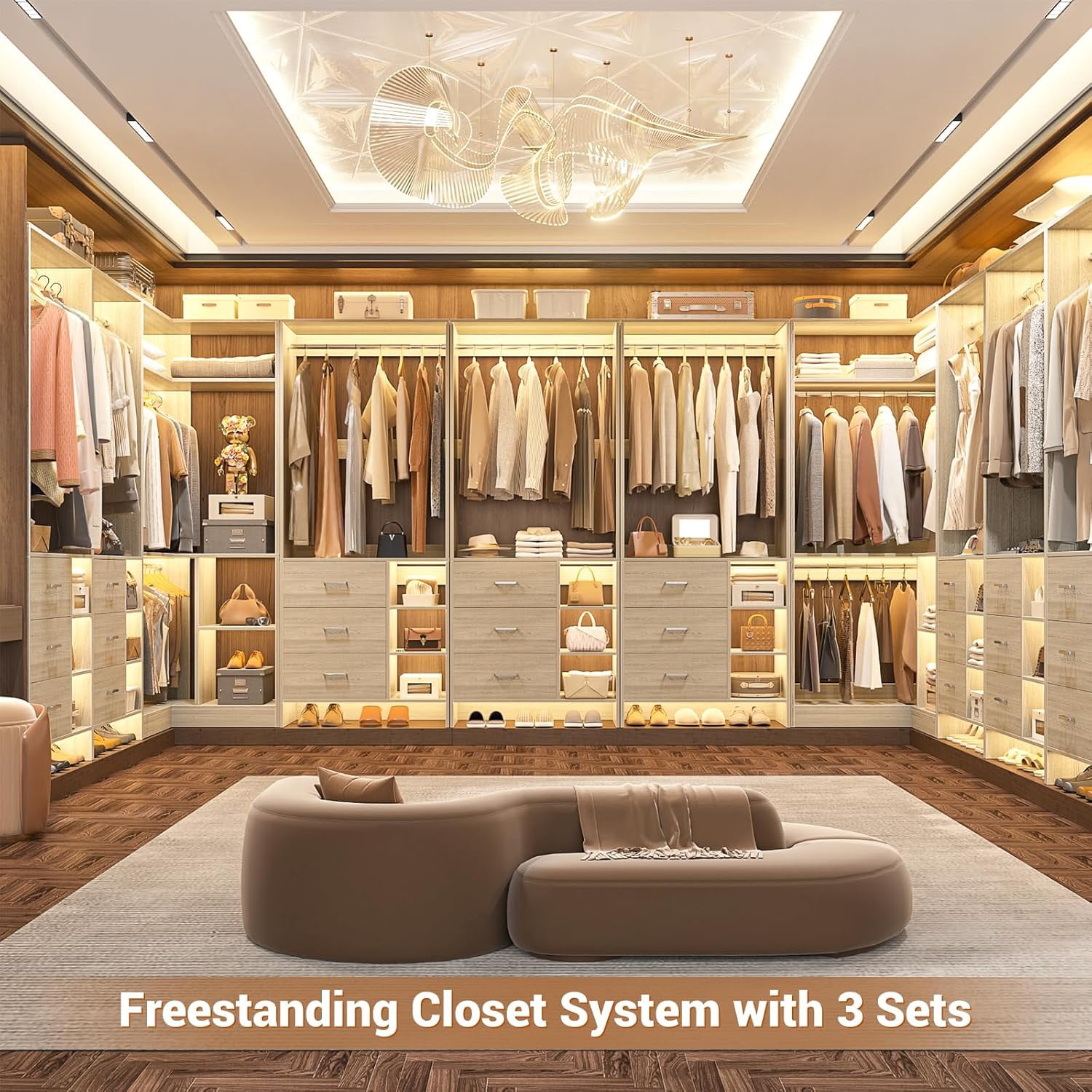 Homieasy Closet System with 6 Drawers, 4 Hanging Rods & Corner Tower ...