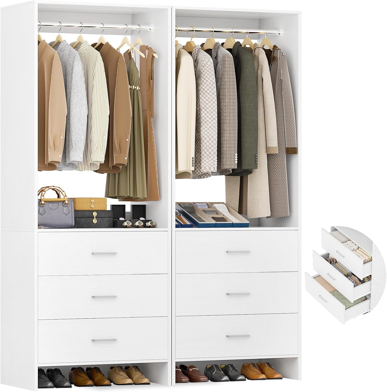 Homieasy Closet System Closet Organizer, 4ft Wood Closet Organizer ...