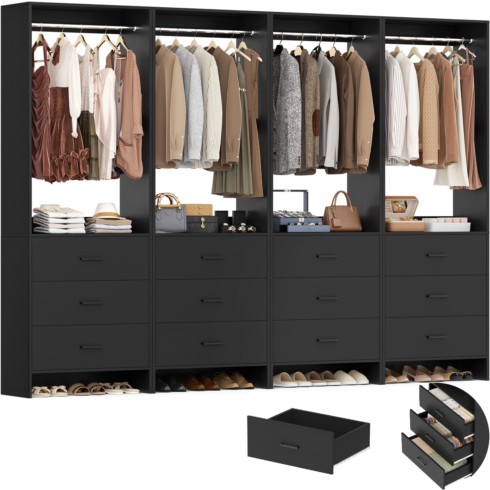 Homieasy Closet System Closet Organizer, 8ft Wood Closet Organizer ...