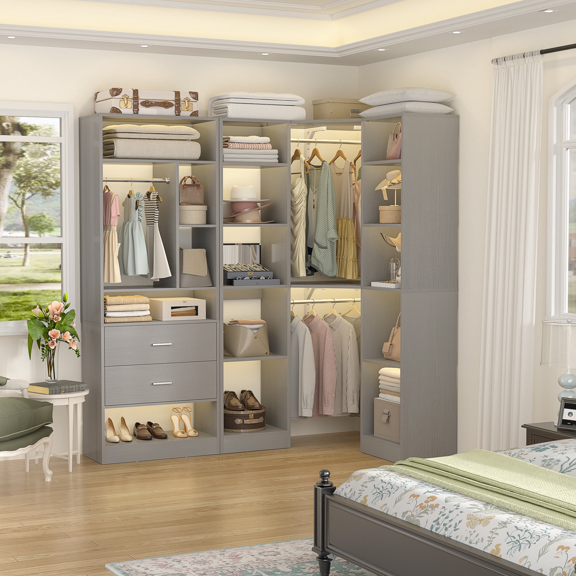 Homieasy Closet System Closet Organizer, Wood Closet Organizer System ...