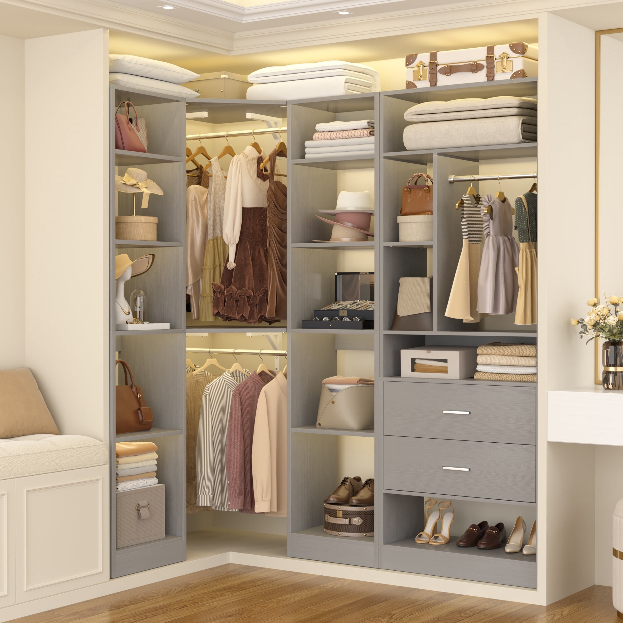 Homieasy Closet System Closet Organizer, Wood Closet Organizer System ...