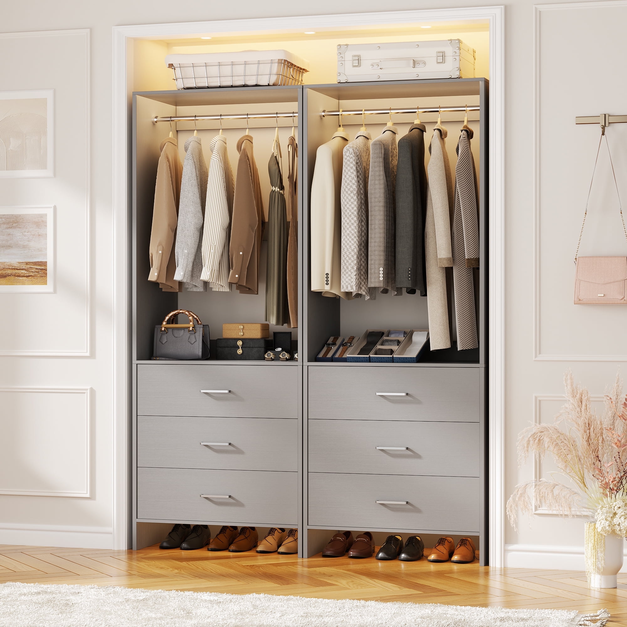 Homieasy Closet System Closet Organizer, Wood Closet Organizer System ...