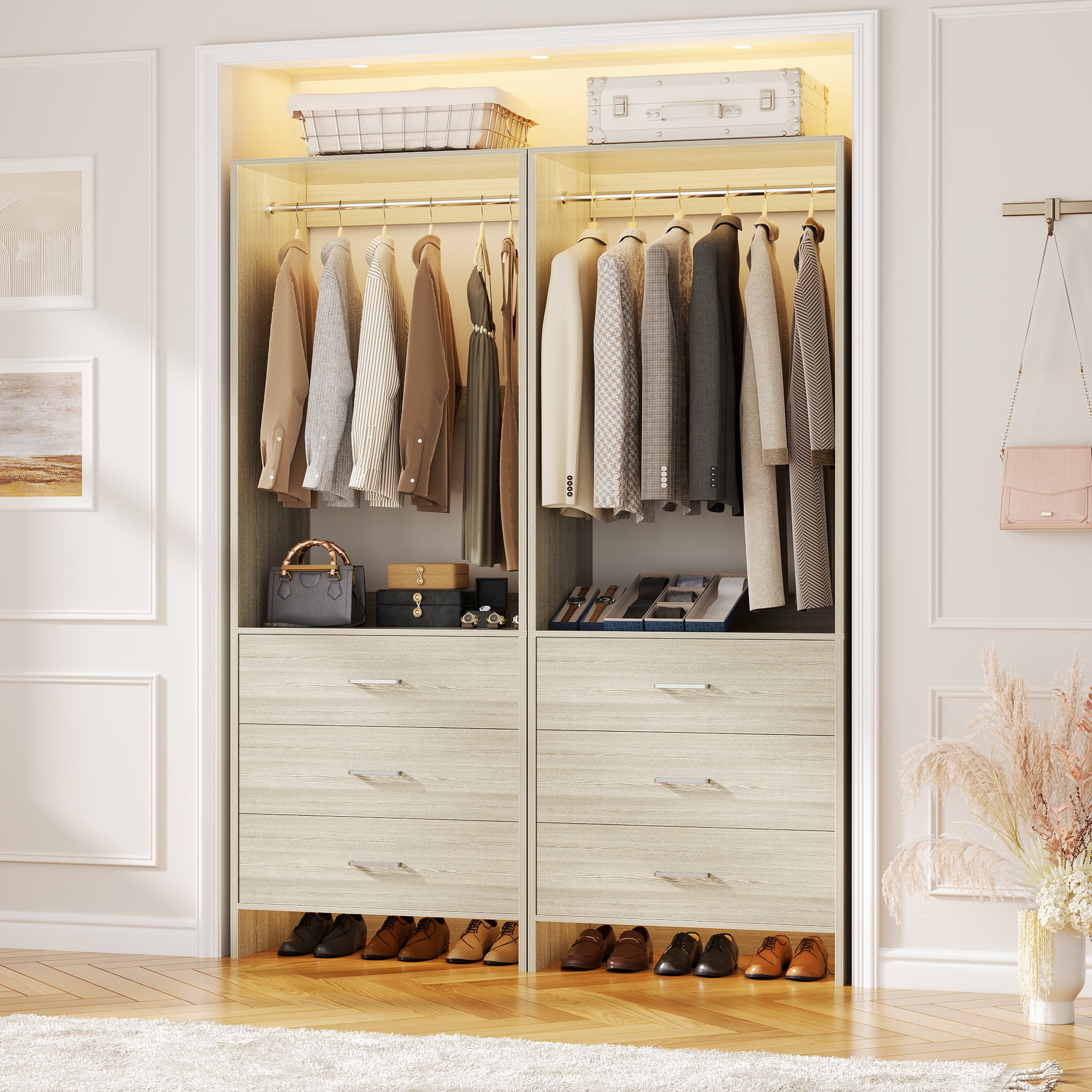 Homieasy Closet System Closet Organizer, Wood Closet Organizer System ...