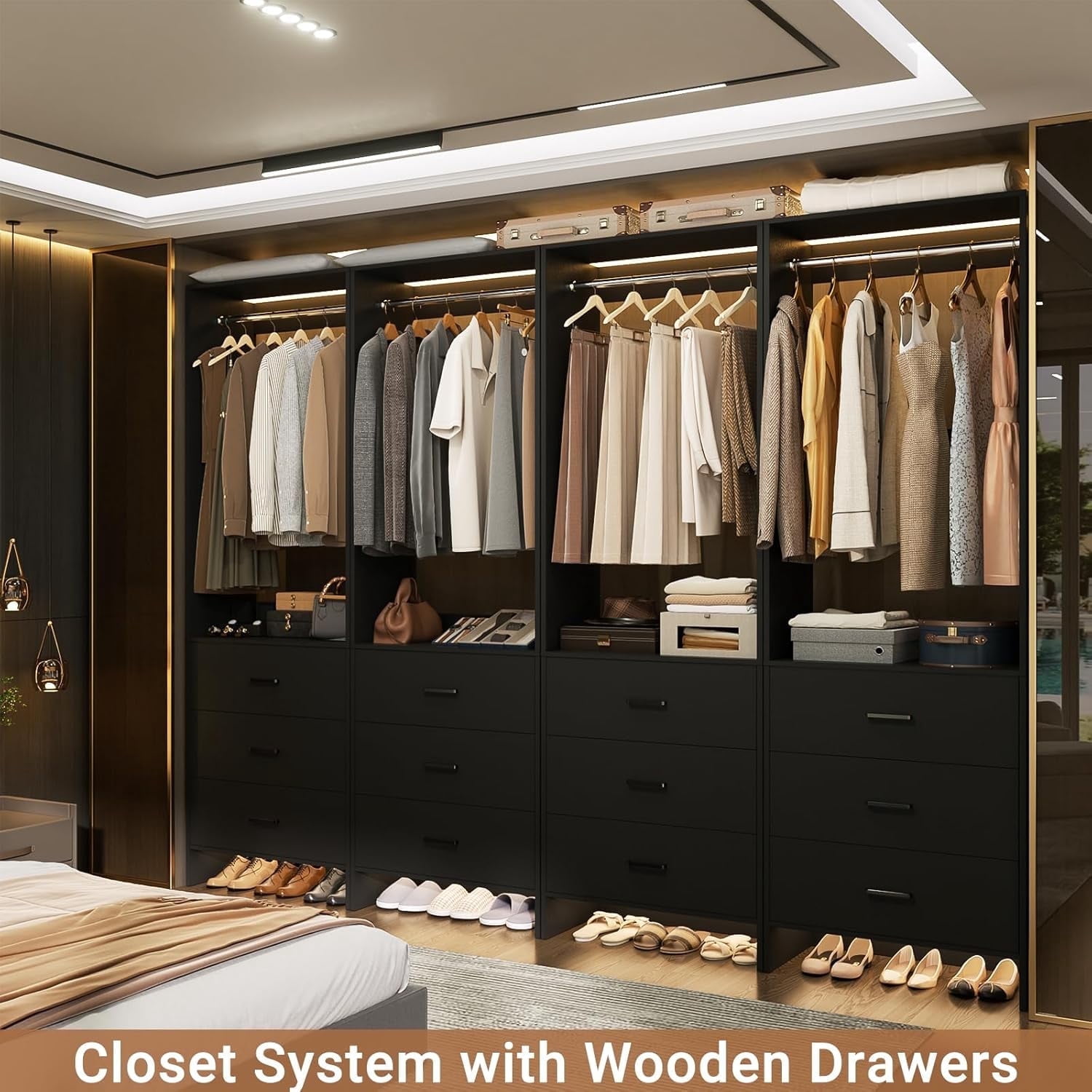 Homieasy Closet System Closet Organizer, Wood Closets Organizer System ...