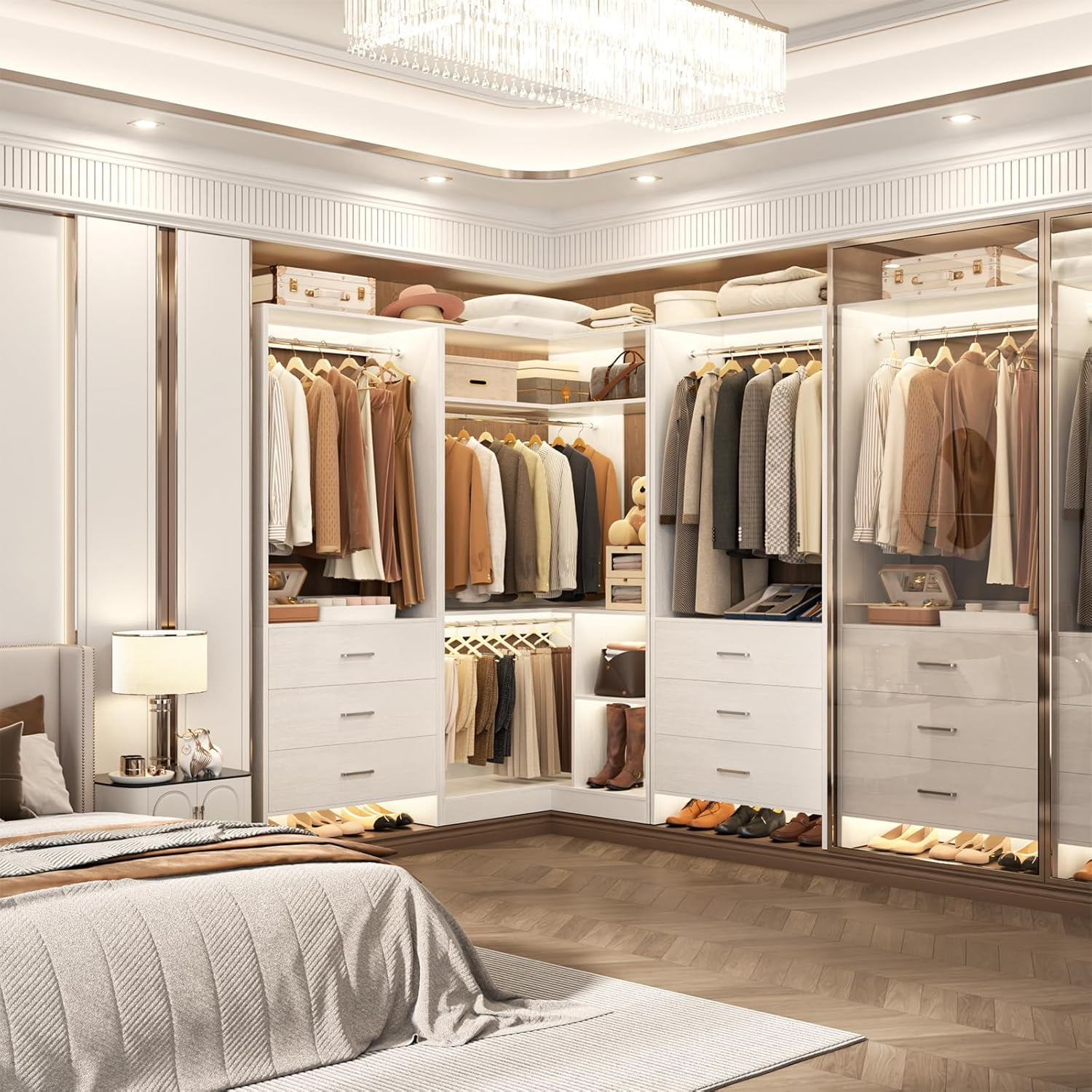 Homieasy Closet System with Wooden Drawers, Closet Organizer System ...