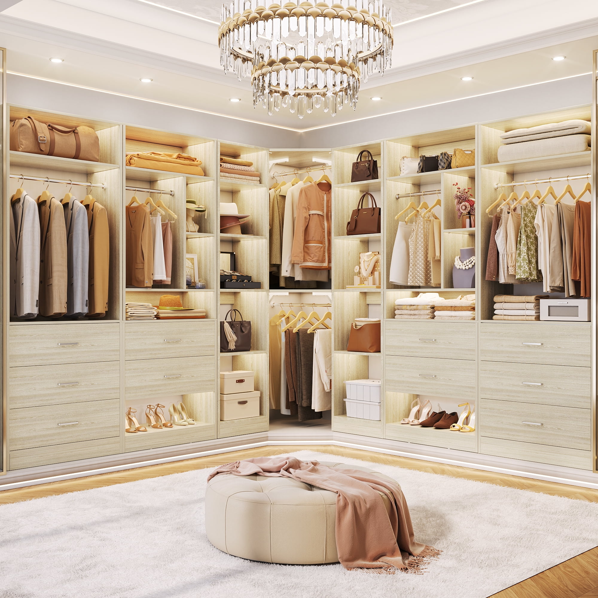 Homieasy Complete Corner & Straight Closet Organizer Suite:1 Corner ...