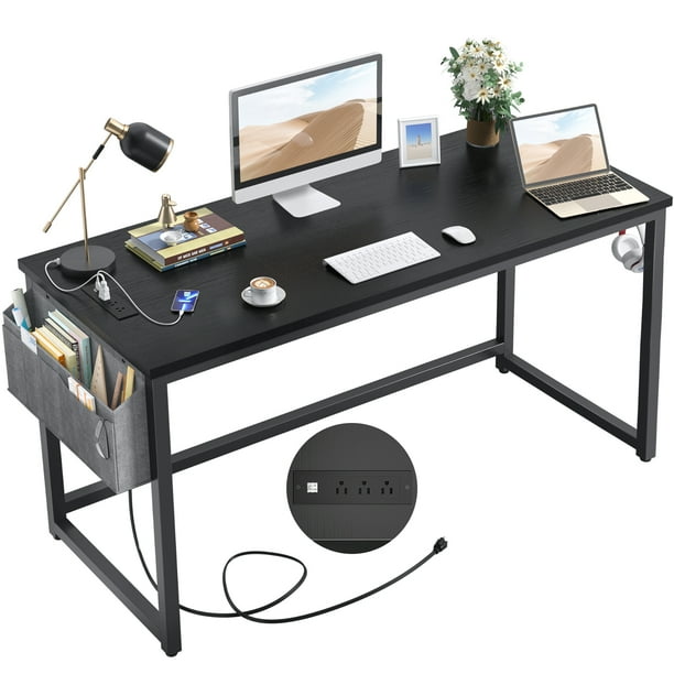 Homieasy Computer Desk with Power Outlets and USB Charging Ports, 47 ...