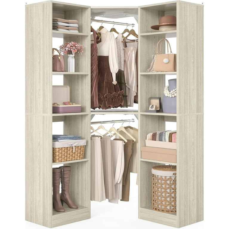 Corner Closet Tower White ECONOMY White Wardrobe Interior Hanging
