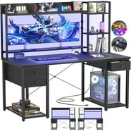 Homieasy L Shaped Computer Desk, Reversible Gaming Desk with Storage ...