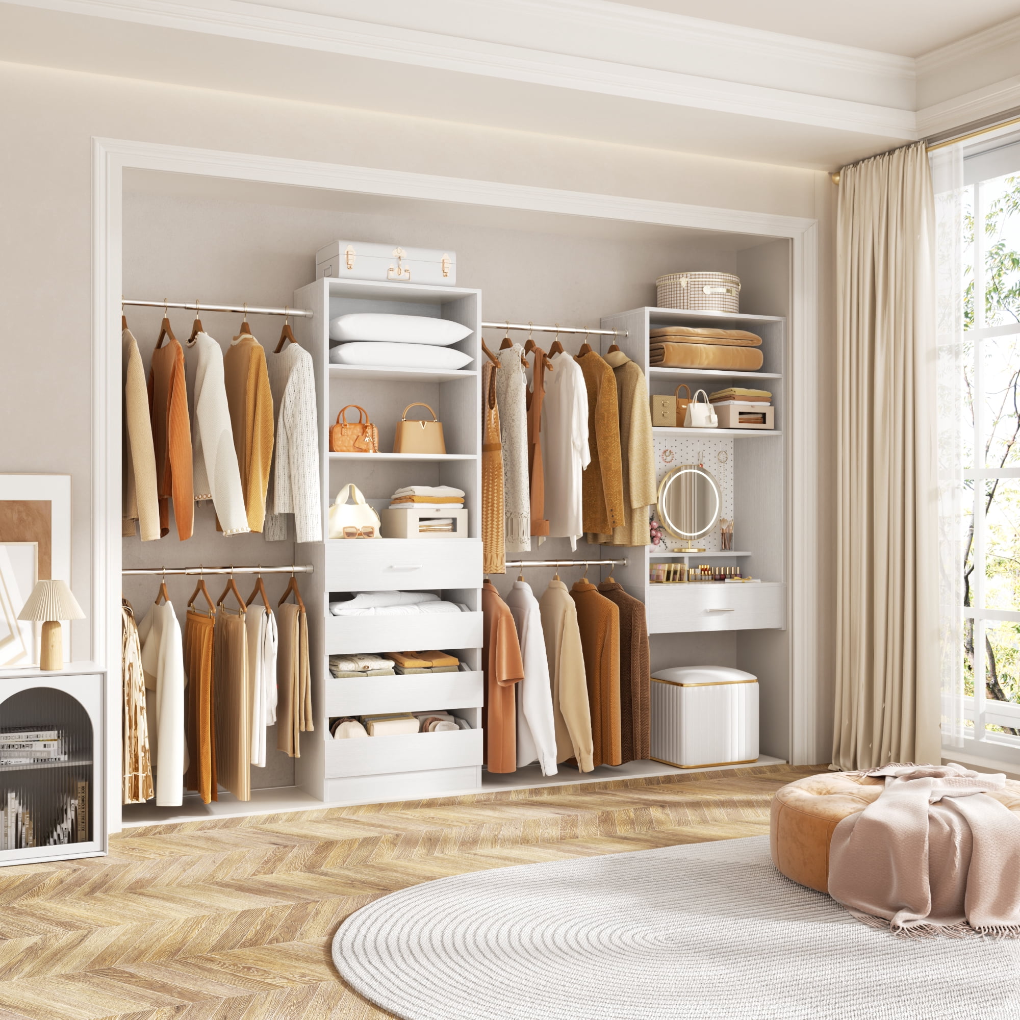 Homieasy Dual Closet Organizer System,Freestanding Wood Drawer Tower ...