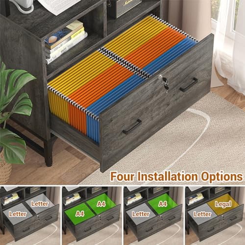 Homieasy File Cabinet with Charging Station, Vertical Filing Cabinet ...
