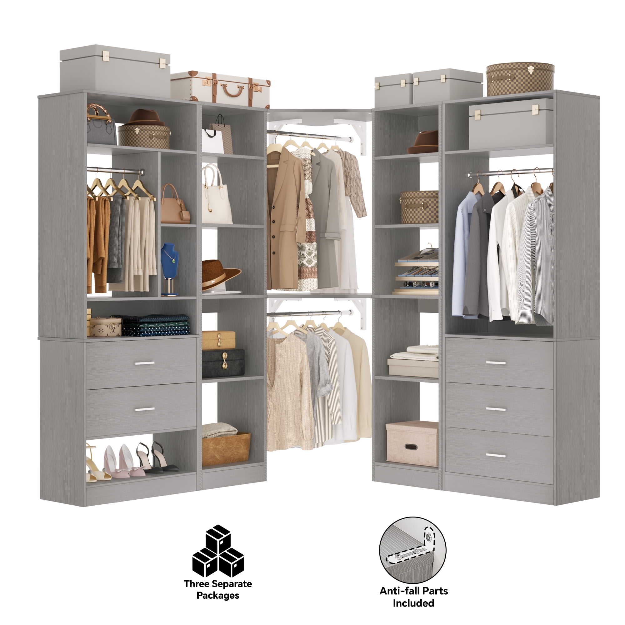 Homieasy Freestanding Closet System with 3 Sets, 87.2" Closet Organizer ...
