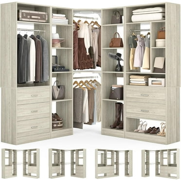 Better Home Products Bedroom Wardrobe Armoire, Pine Wood Closet with Rattan Doors, 2-Drawers ...