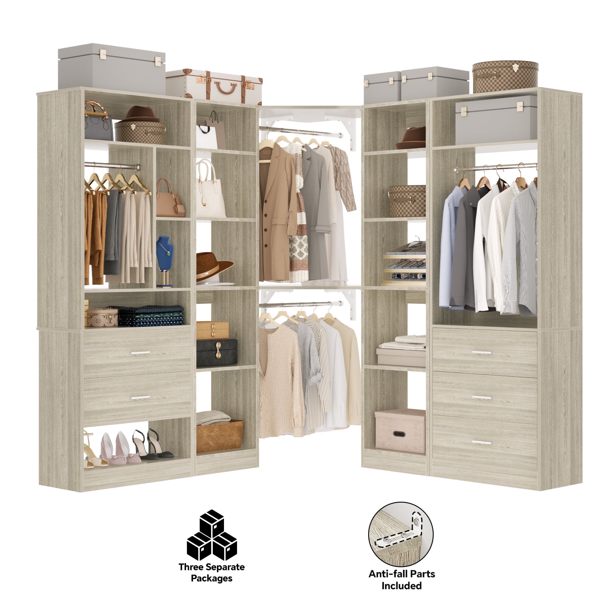 Homieasy Freestanding Closet System with 3 Sets, 87.2" Closet Organizer ...