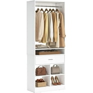 Homieasy Wooden Closet Organizer System with 4 Drawers, 4 Hanging Rods ...