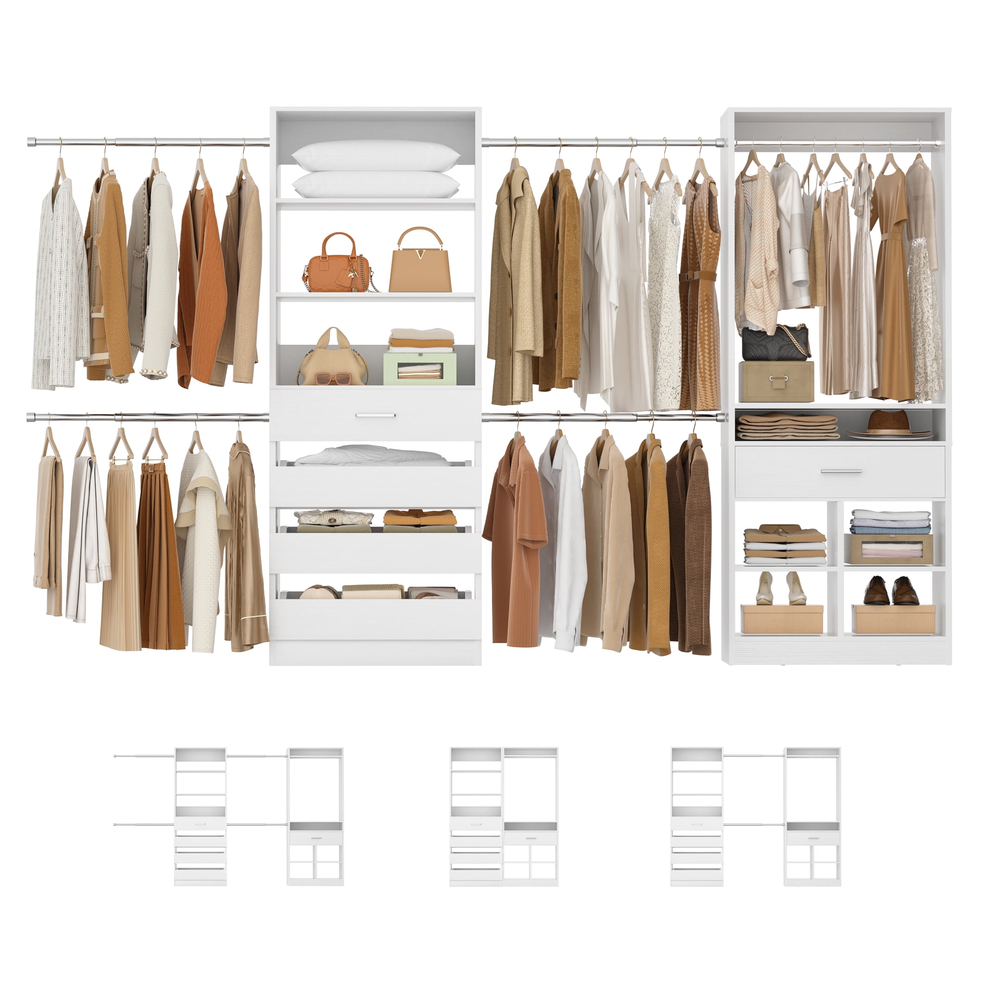 Homieasy Freestanding Closet System sets with 5 Wooden Drawers & 4 ...