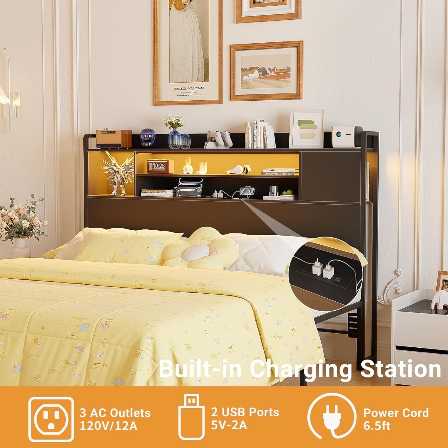 Homieasy Headboard for Full Size Bed, Bookcase Style Head Board with ...