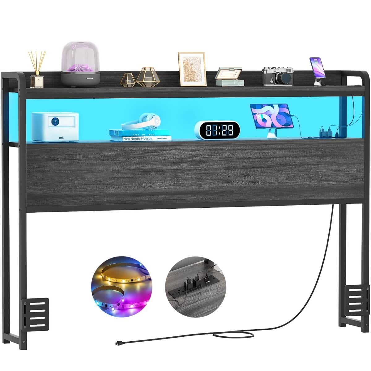 Homieasy Headboard for Full Size Bed Frame, Headboards with Outlets ...