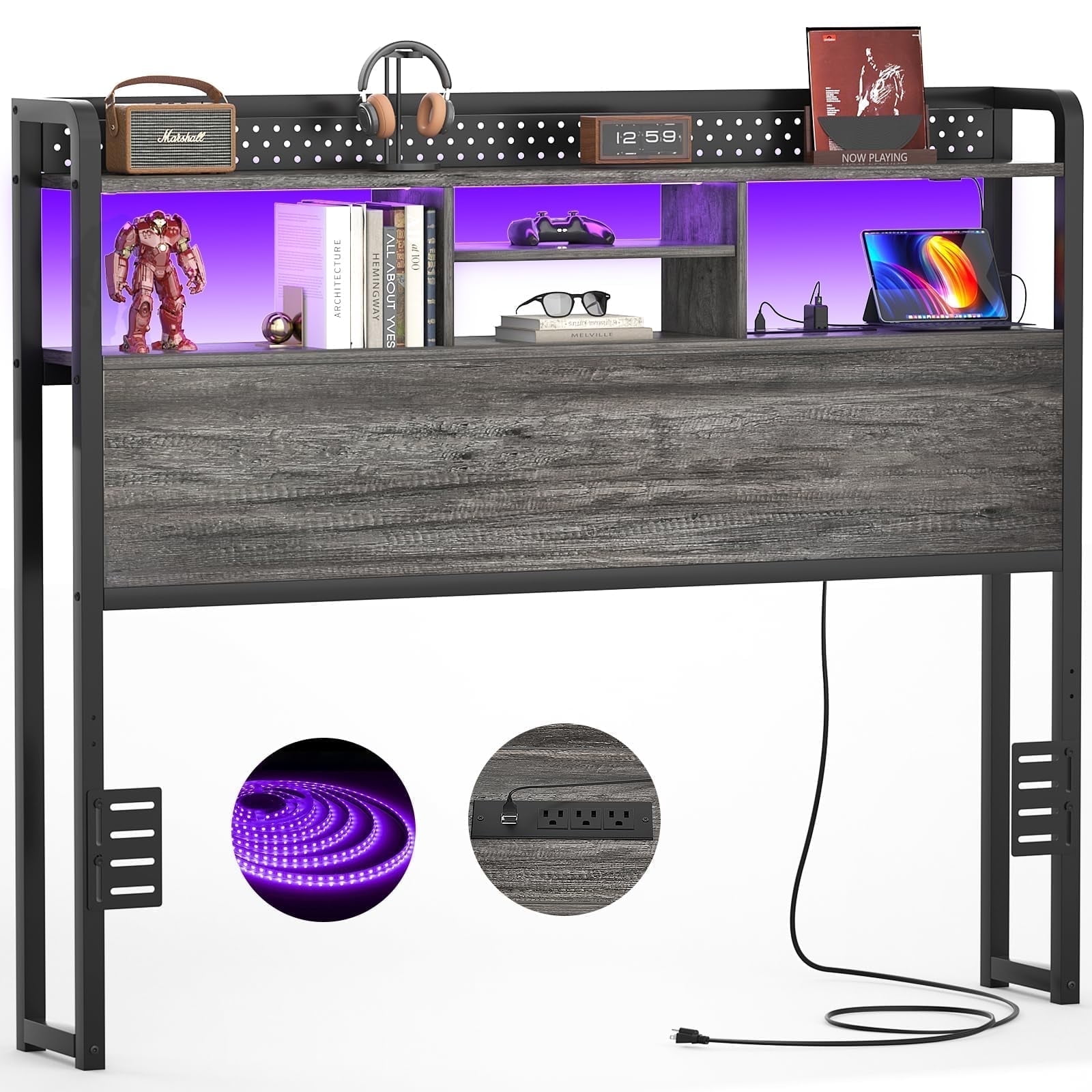 Homieasy Headboard for Full Size Bed with Storage Shelf, Head board ...