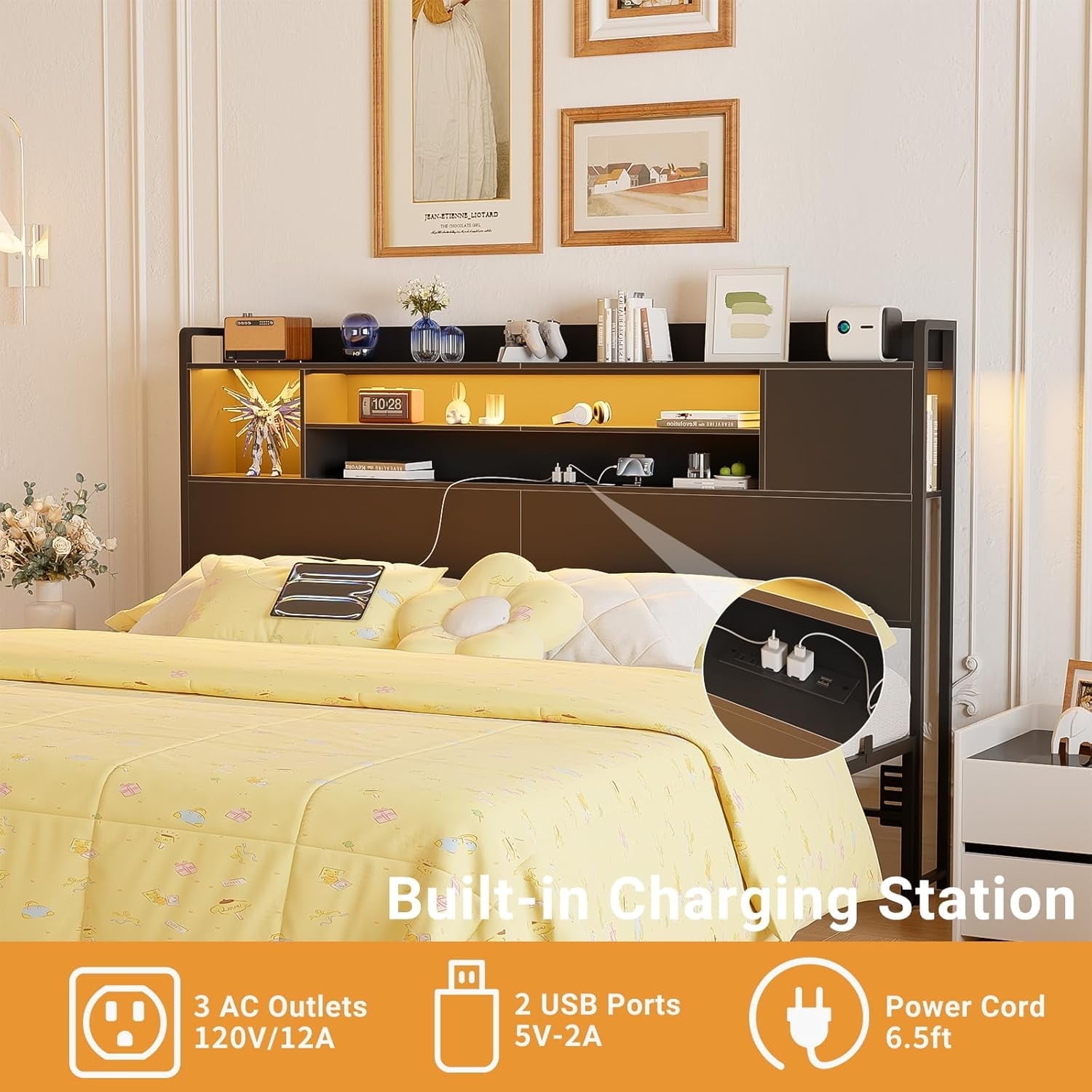 Homieasy Headboard for King Size Bed, Bookcase Style Head Board with ...